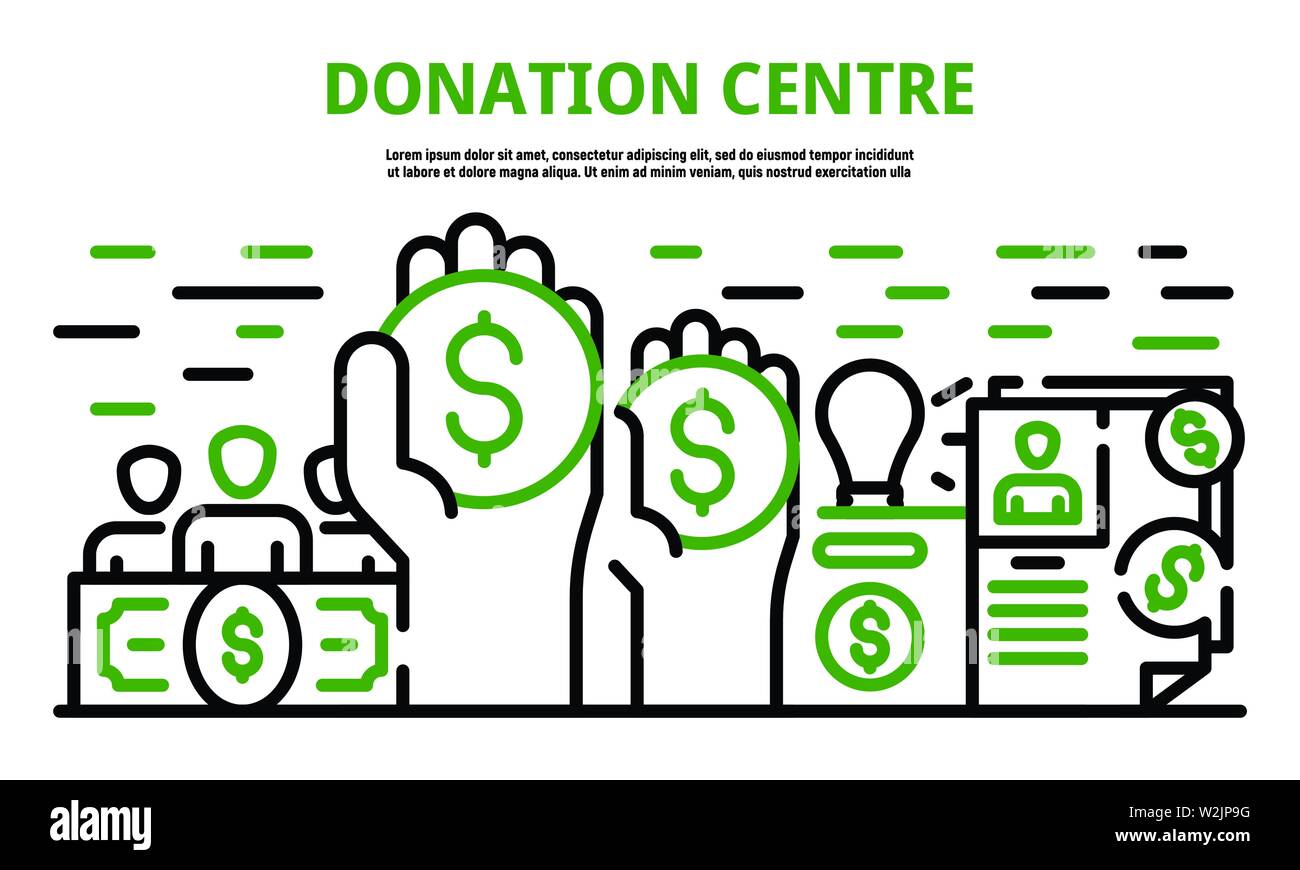 Donation center banner, outline style Stock Vector Image & Art - Alamy