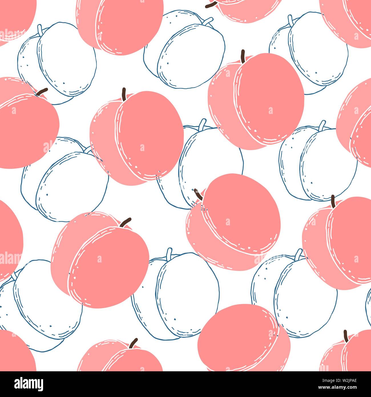 Seamless pattern with peaches on white background. Fruits texture.It be ...