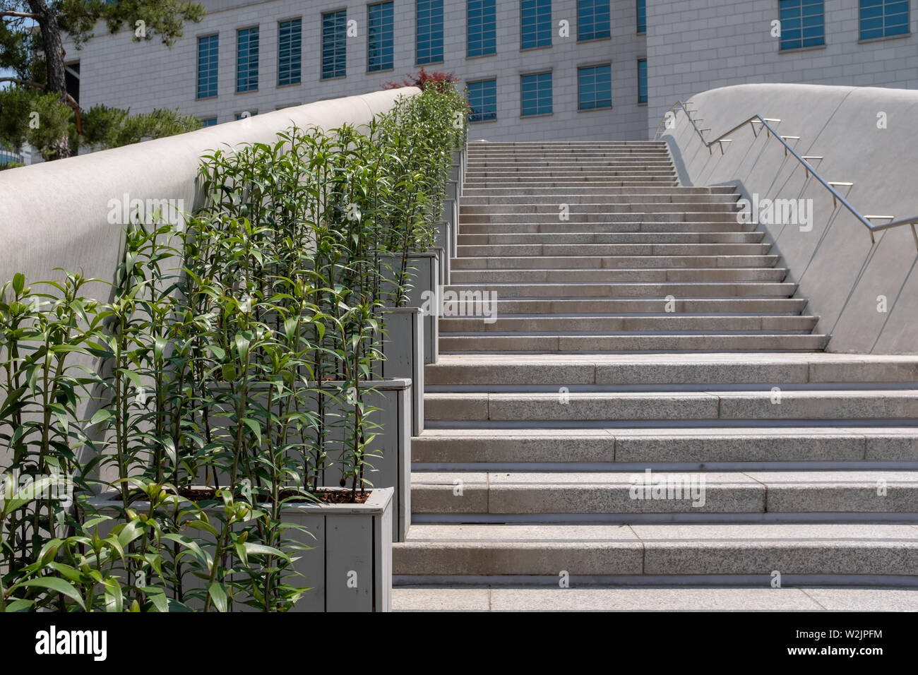 Long staircase at the Dongdaemun design plaza, Seoul, South Korea Stock ...