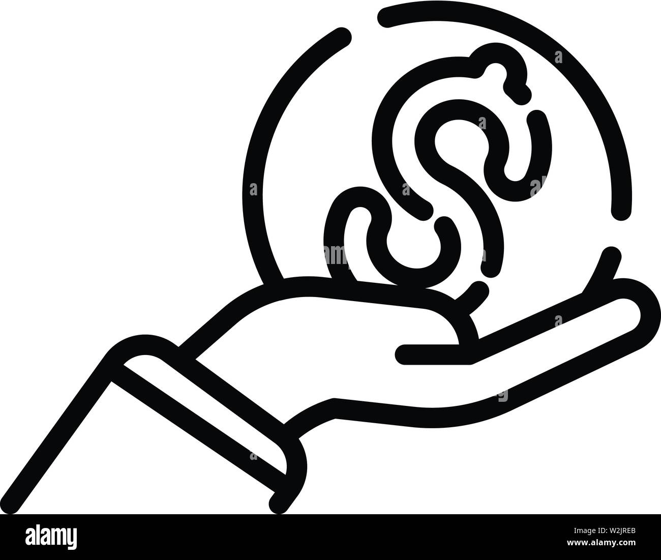 Dollar coin in hand icon, outline style Stock Vector Image & Art - Alamy