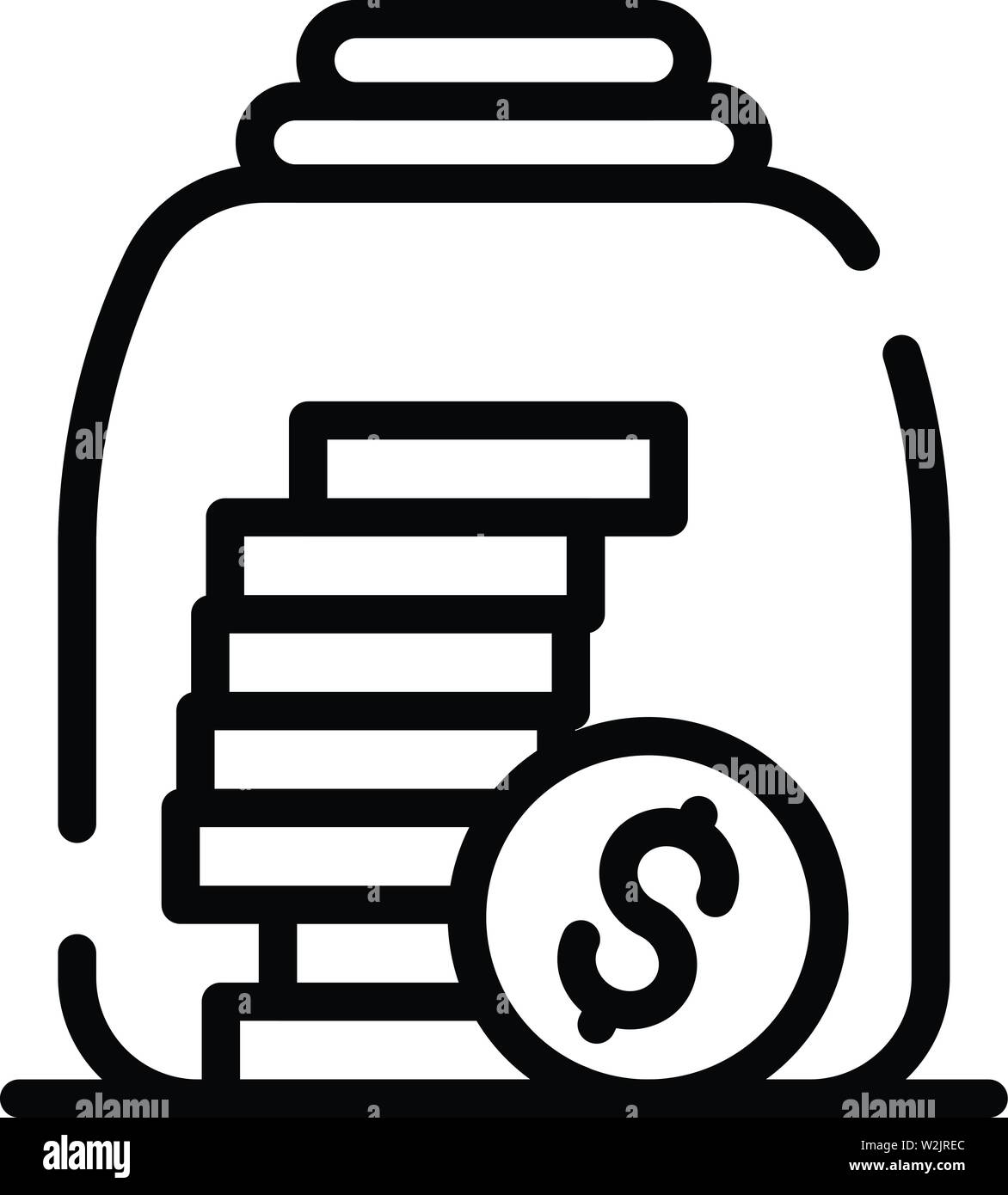 Money coins in glass jar icon, outline style Stock Vector Image & Art ...