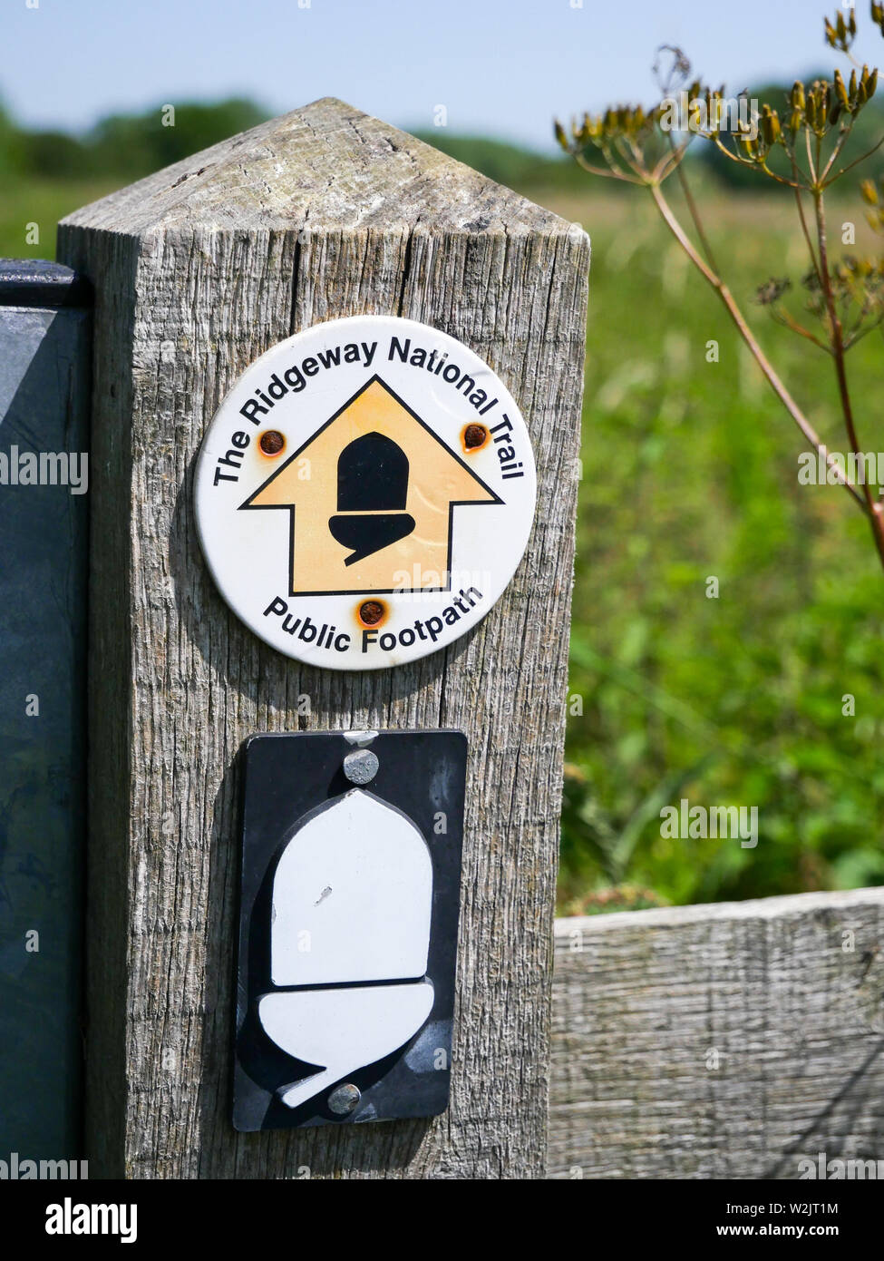The Ridgeway National Trail Sign, on Gatepost, Little Stoke ...