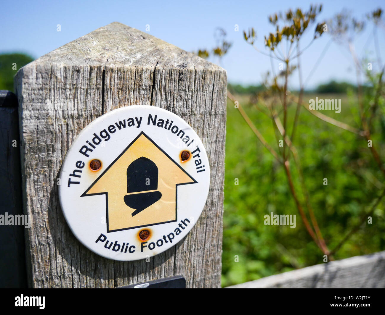 The Ridgeway National Trail Sign, on Gatepost, Little Stoke ...