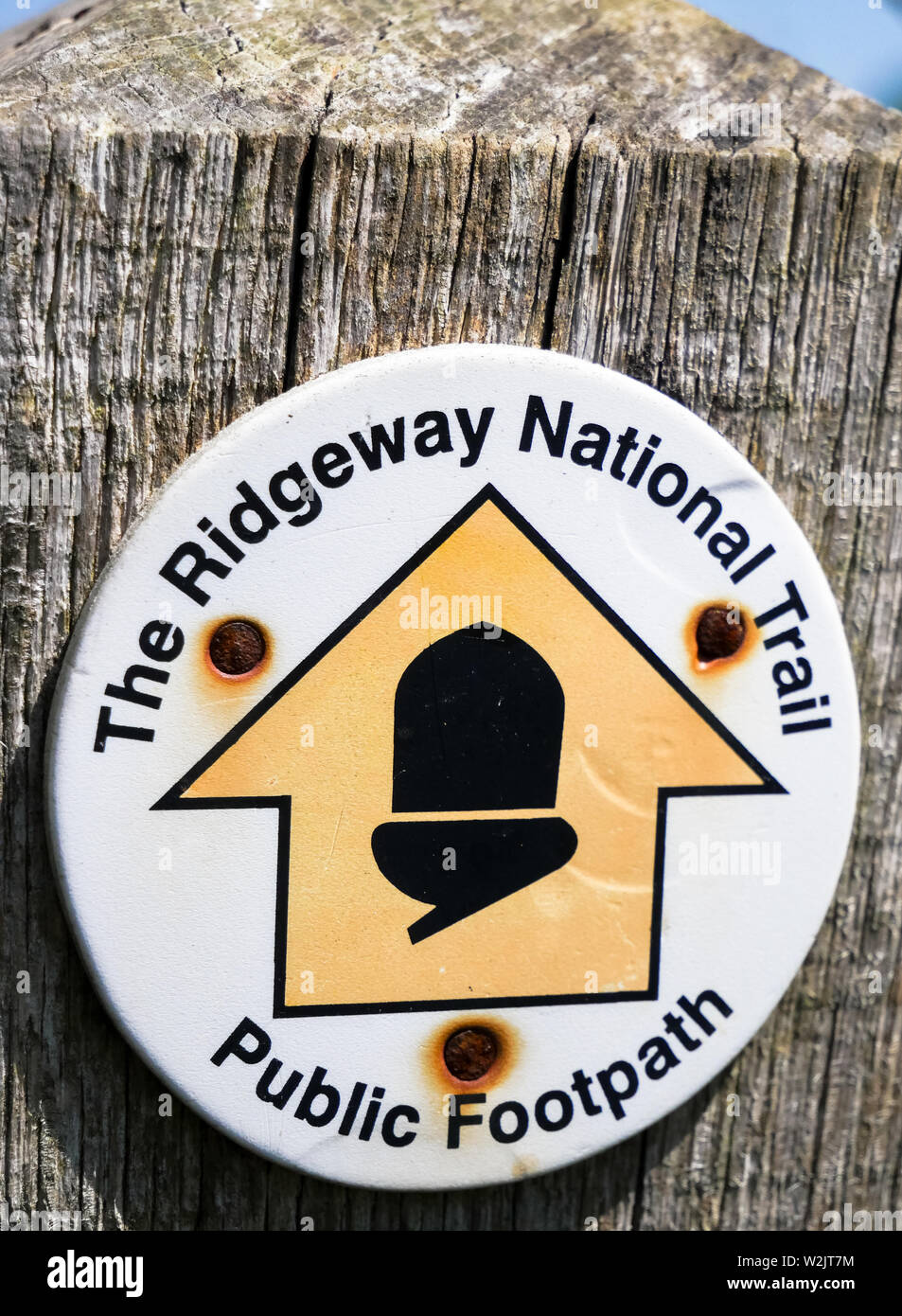 The Ridgeway National Trail Sign, on Gatepost, Little Stoke ...