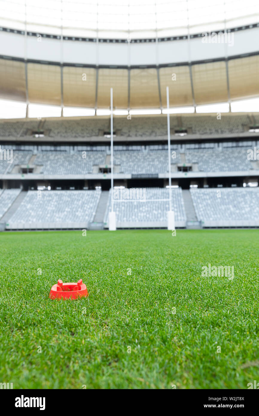 Rugby ball stand in a stadium Stock Photo - Alamy