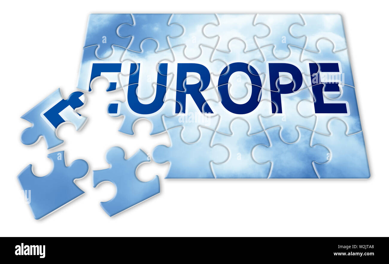 The Europe reconstruction concept image in puzzle shape Stock Photo - Alamy