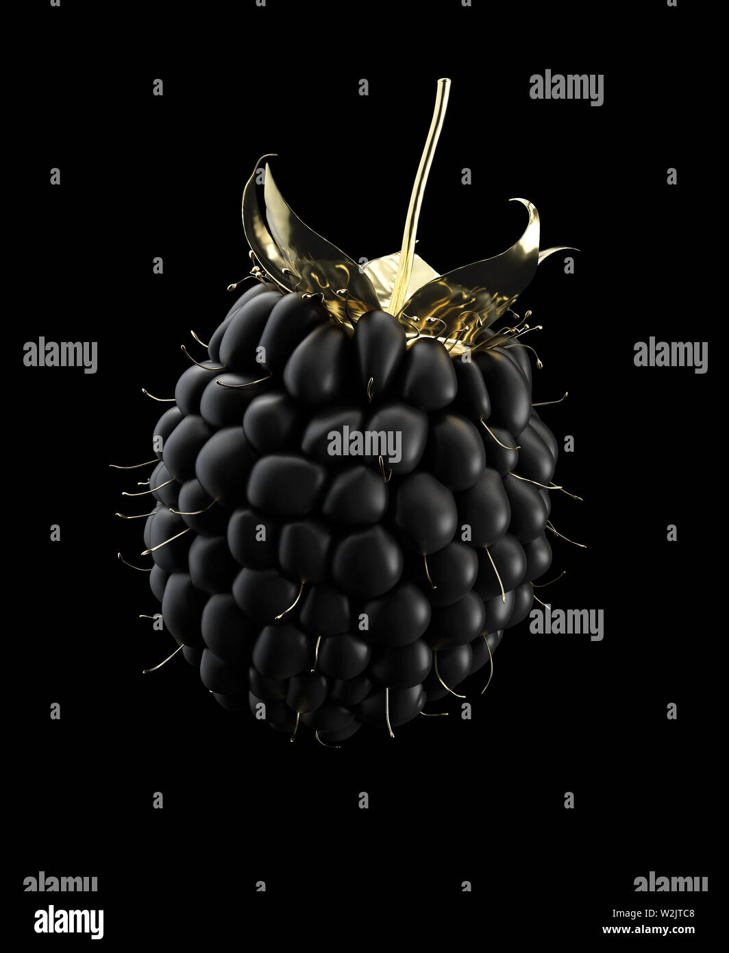 3d Illustration of Golden Raspberry isolated on black background Stock ...