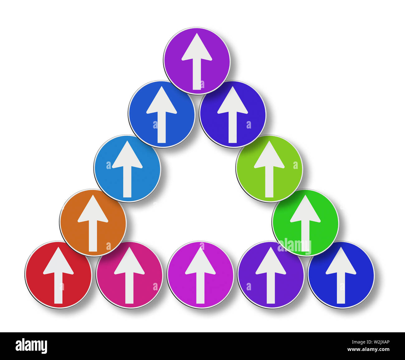 A multi-colored arrow composed of many colored arrows Stock Photo - Alamy