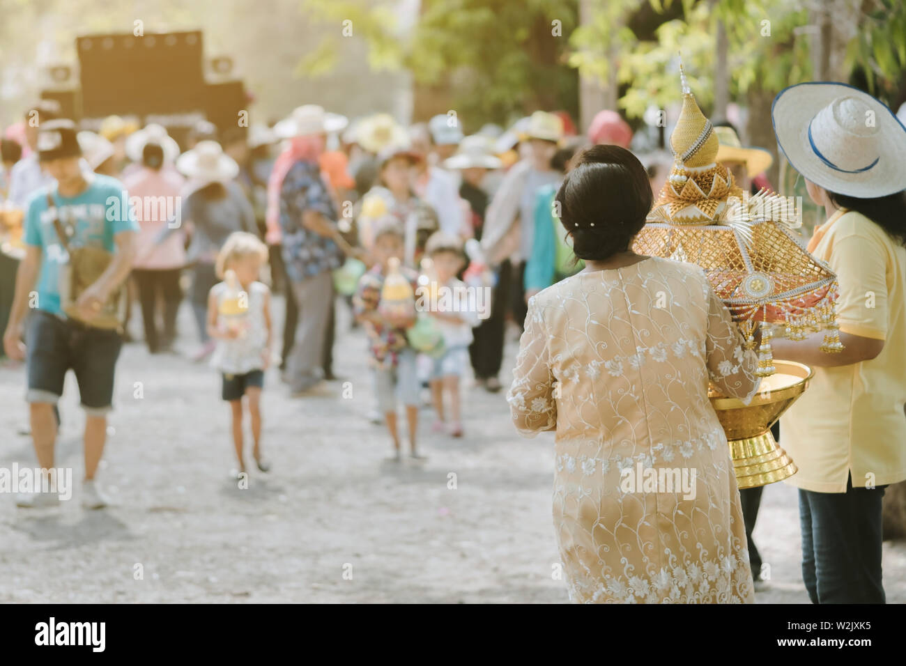 Parade in buddhist Thai monk ritual for change man to monk in ...