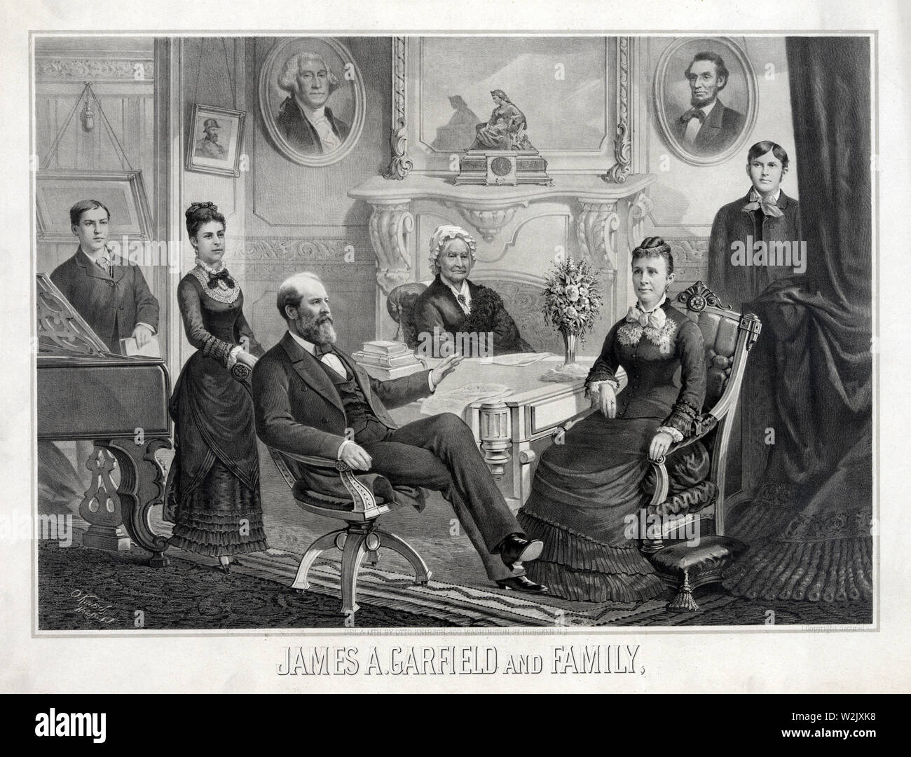 James A. Garfield and Family, Lithograph, Otto Knirsch, 1882 Stock ...
