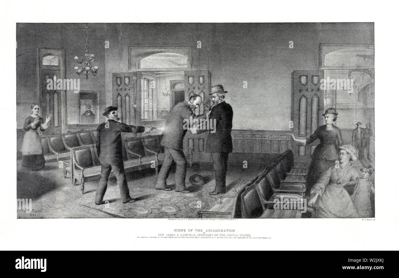 Scene of the Assassination of Gen. James A. Garfield, President of the ...