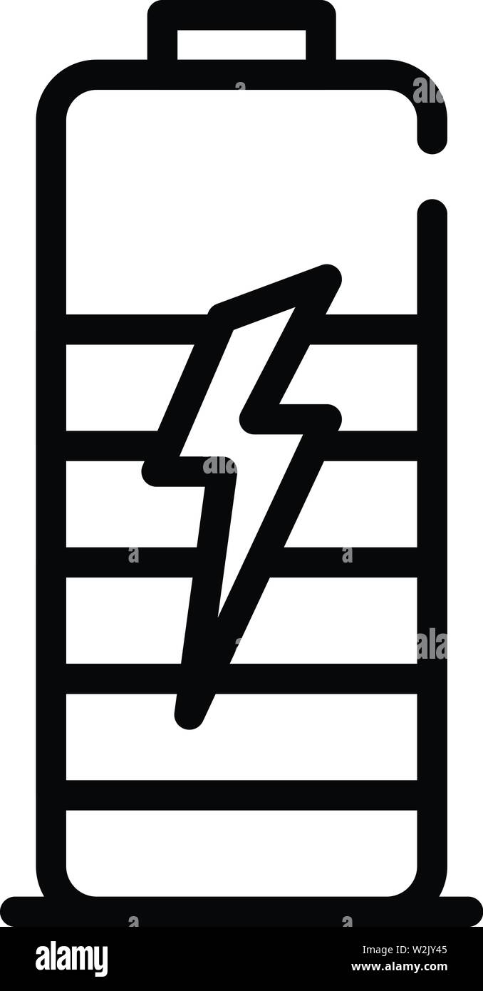 Battery with lightning icon, outline style Stock Vector Image & Art - Alamy