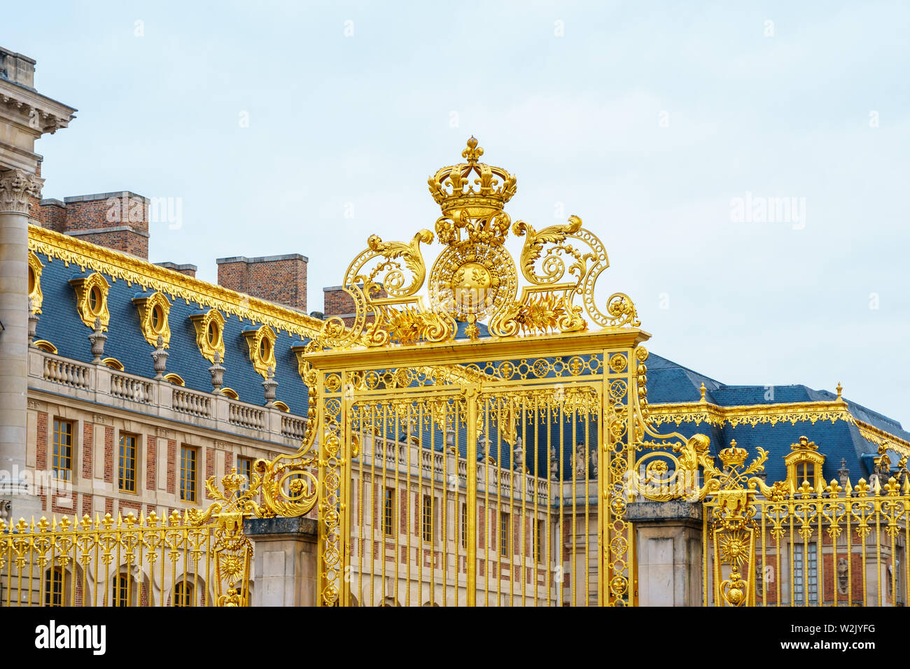 The golden gate of the Palace of Versailles in France. Travel Stock ...