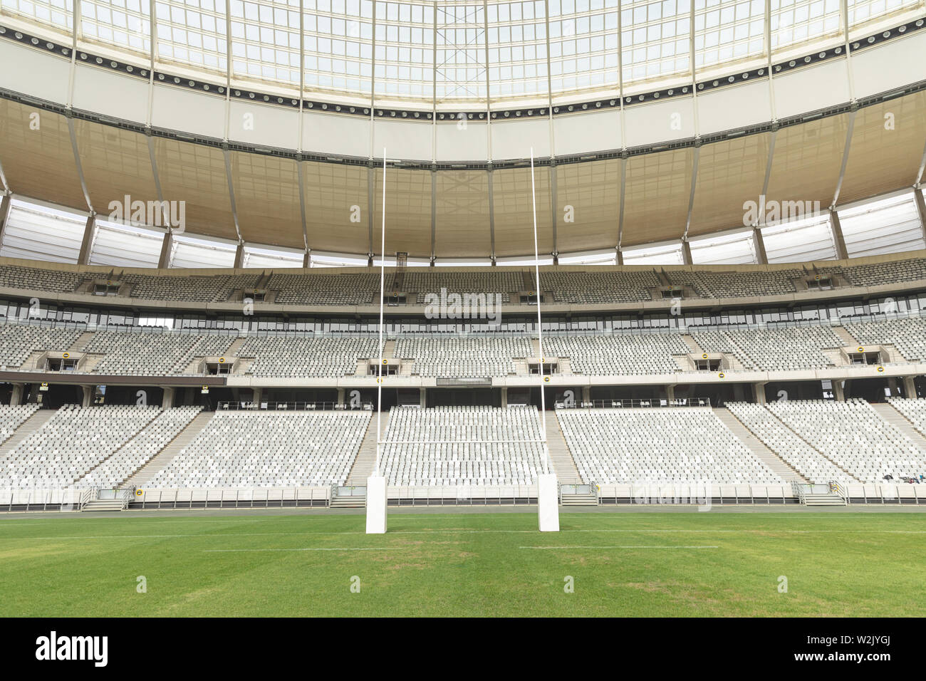 Rugby goal post in a stadium Stock Photo - Alamy