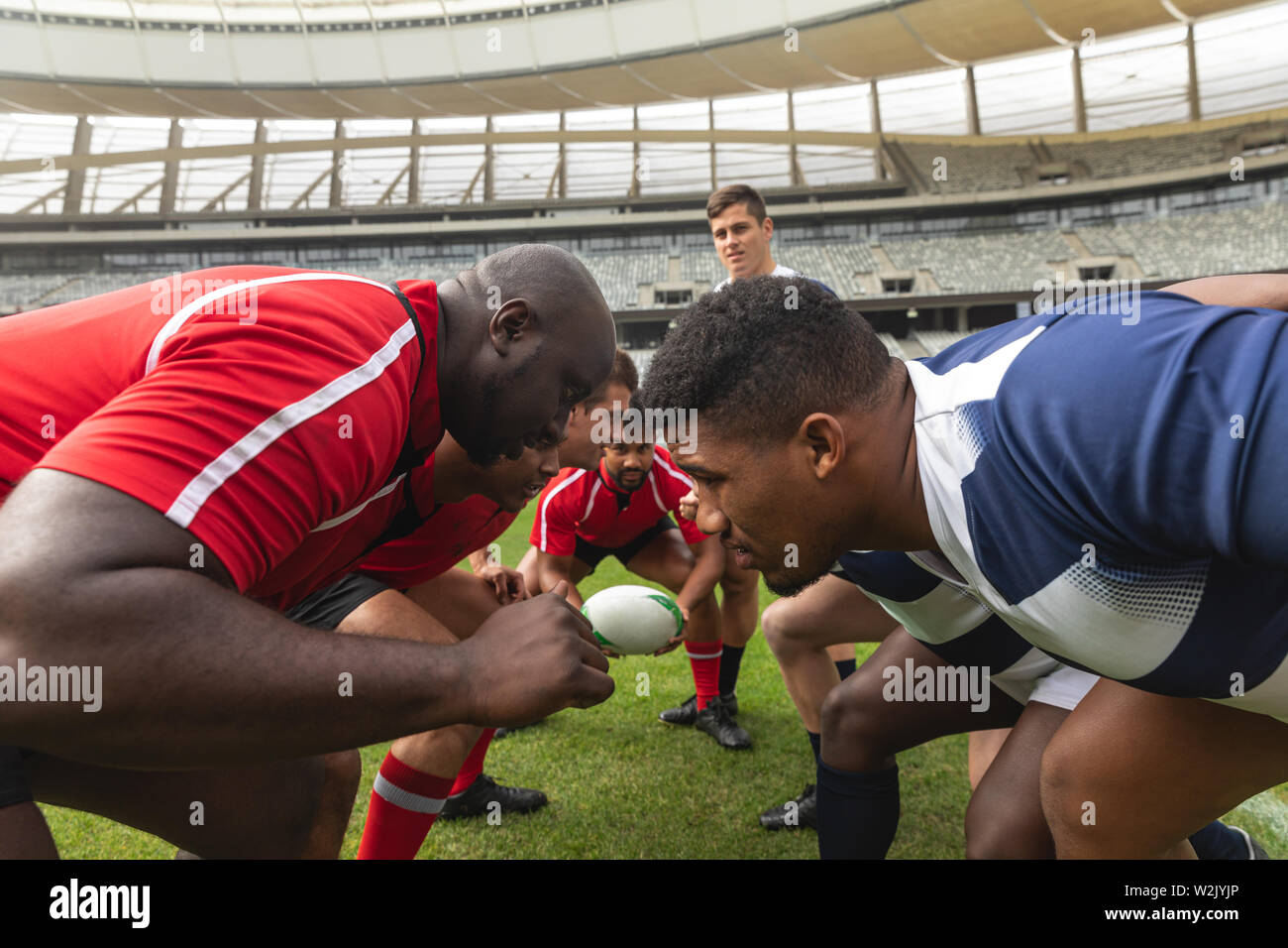 Male rugby players ready to play rugby match in stadium Stock Photo - Alamy