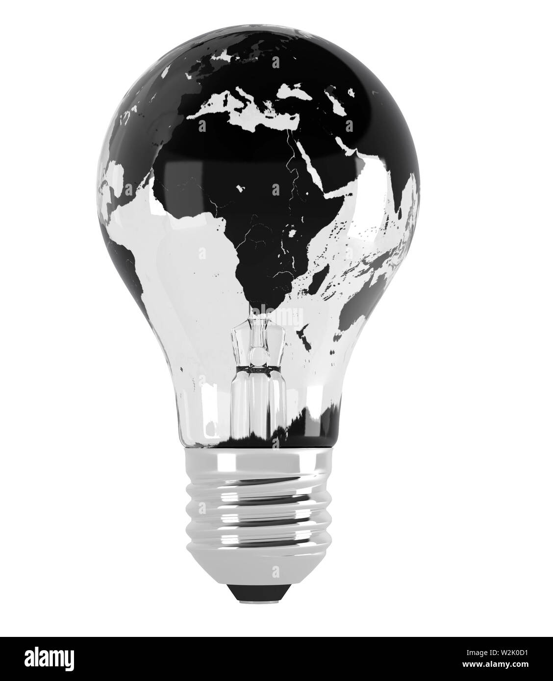 Light bulb and map. 3d illustration over white backgrounds Stock Photo ...