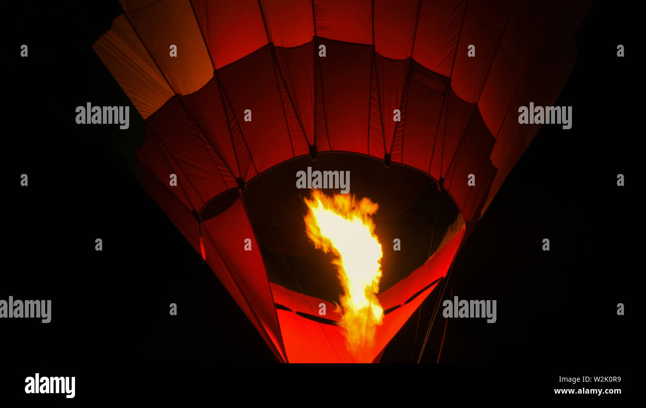 Fire from gas jet burner in hot air balloon Stock Photo - Alamy
