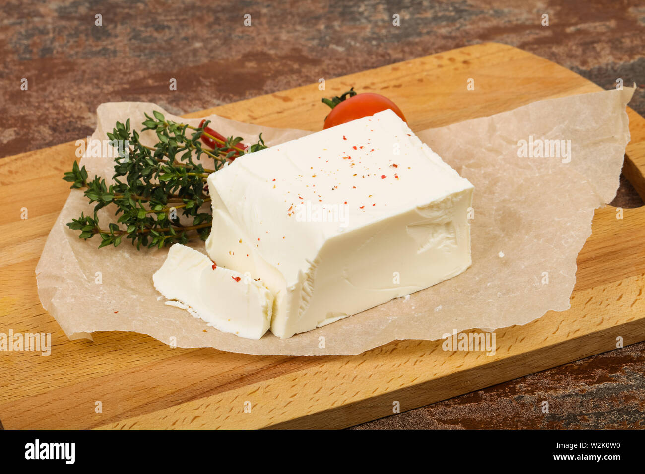 Traditional Feta Cheese served thyme Stock Photo - Alamy