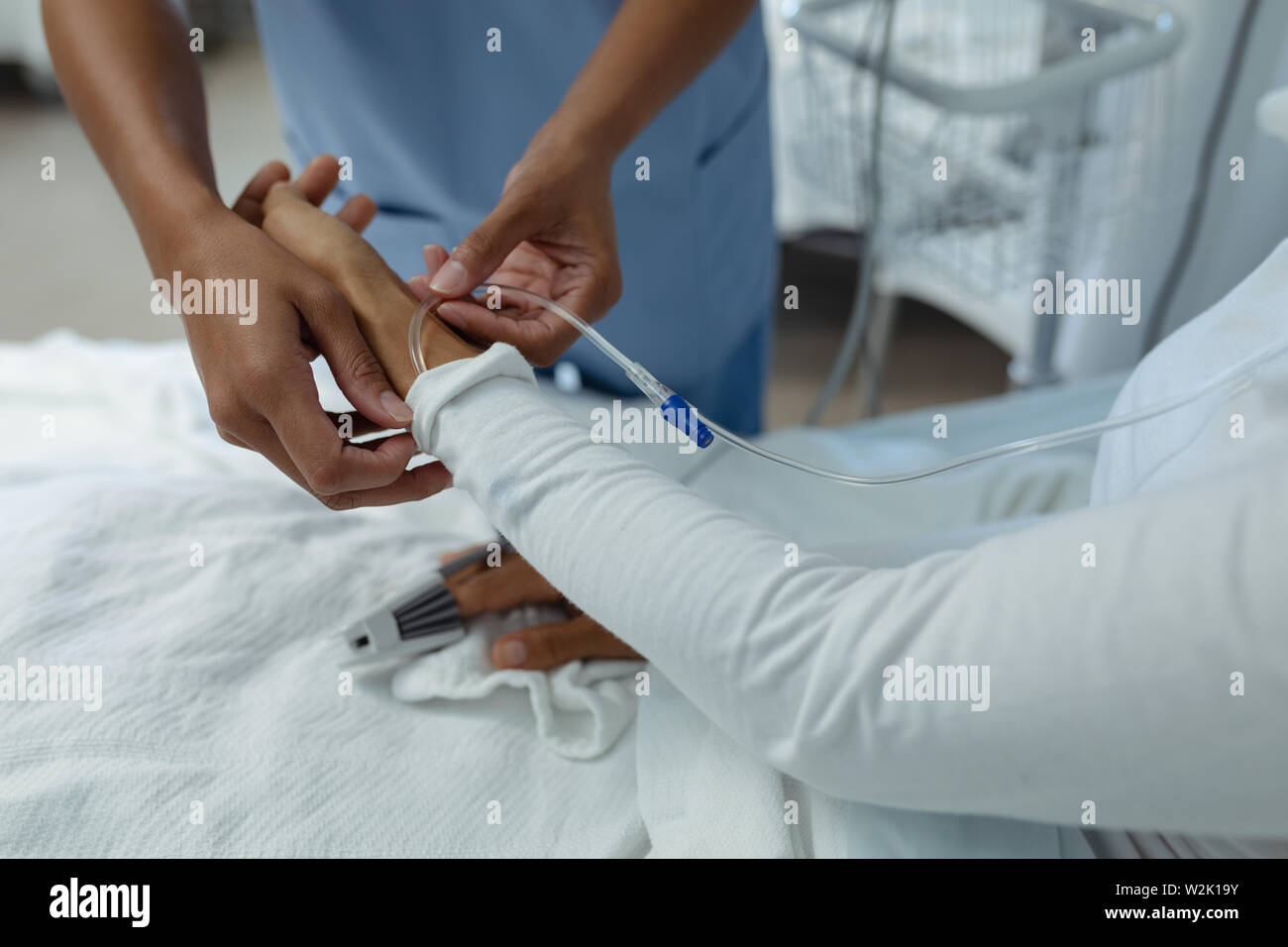 Hospital Drip On Black Hand