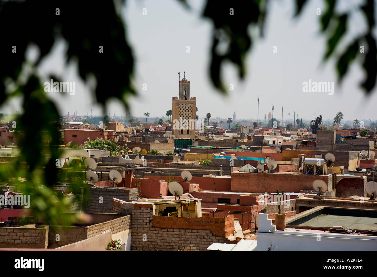 Rooftop view of Marrakech in Morocco, view over local city oriental ...