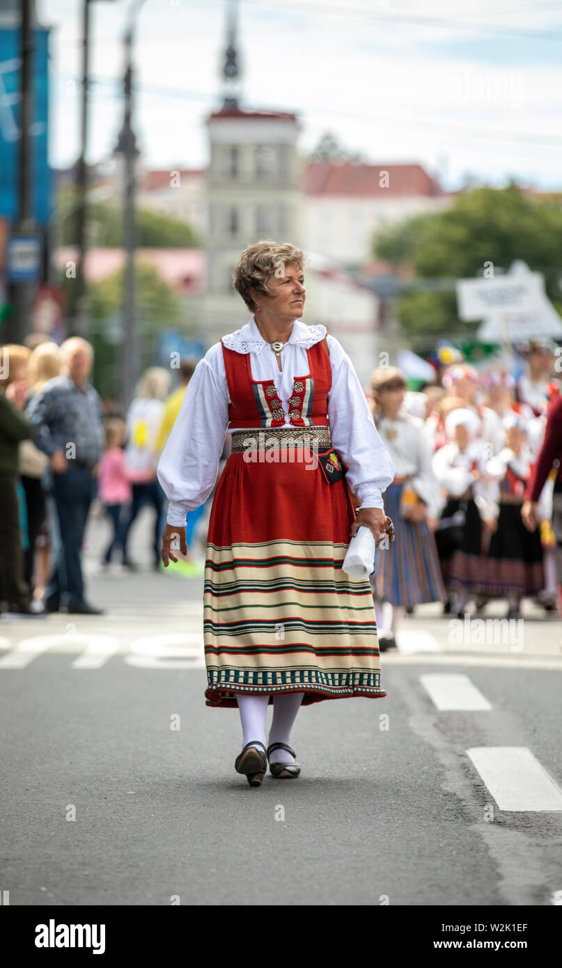 Tallinn, Estonia, 6th July, 2019: people in traditional clothing in ...