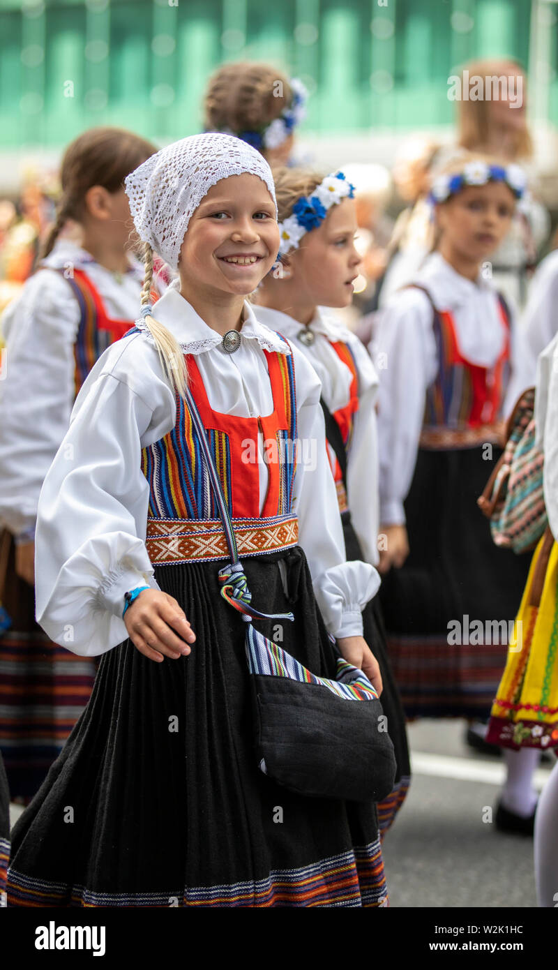 Tallinn, Estonia, 6th July, 2019: people in traditional clothing in ...
