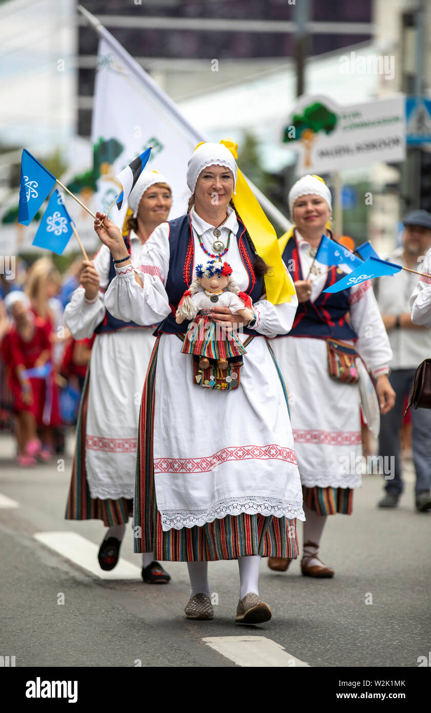 Tallinn, Estonia, 6th July, 2019: people in traditional clothing in ...