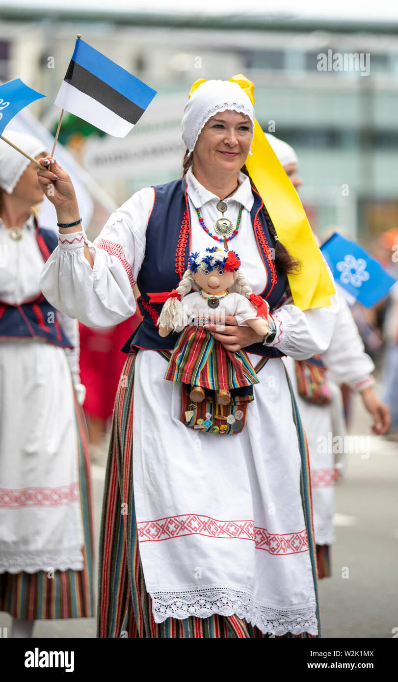 Tallinn, Estonia, 6th July, 2019: people in traditional clothing in ...