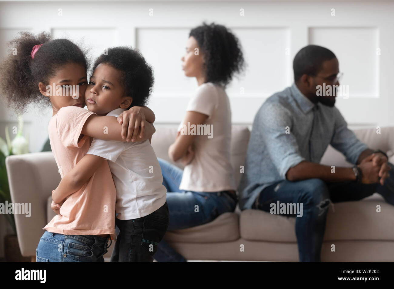 Sad Family Hugging