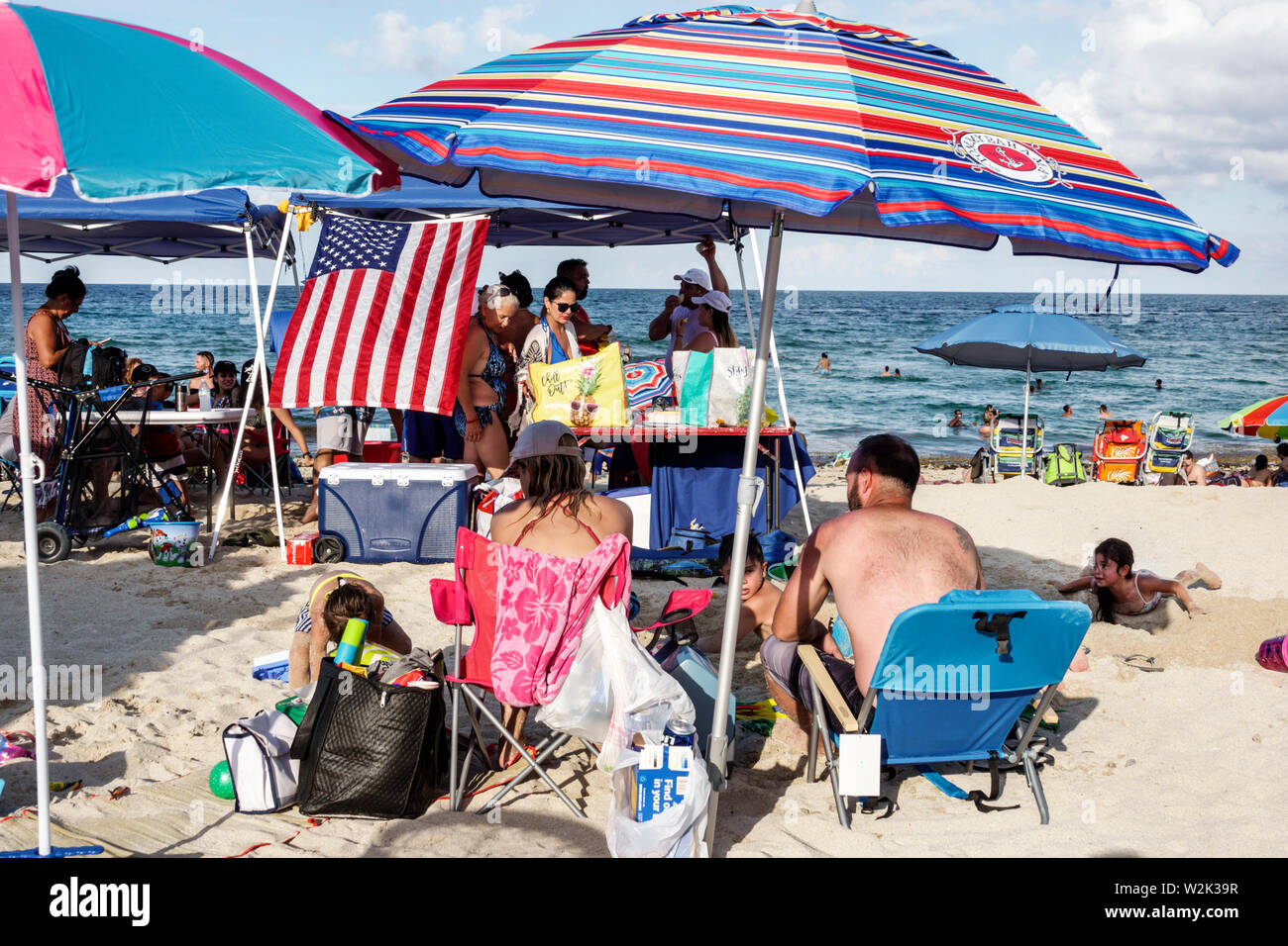 Miami Beach Florida,North Beach,July 4th crowded busy packed public ...