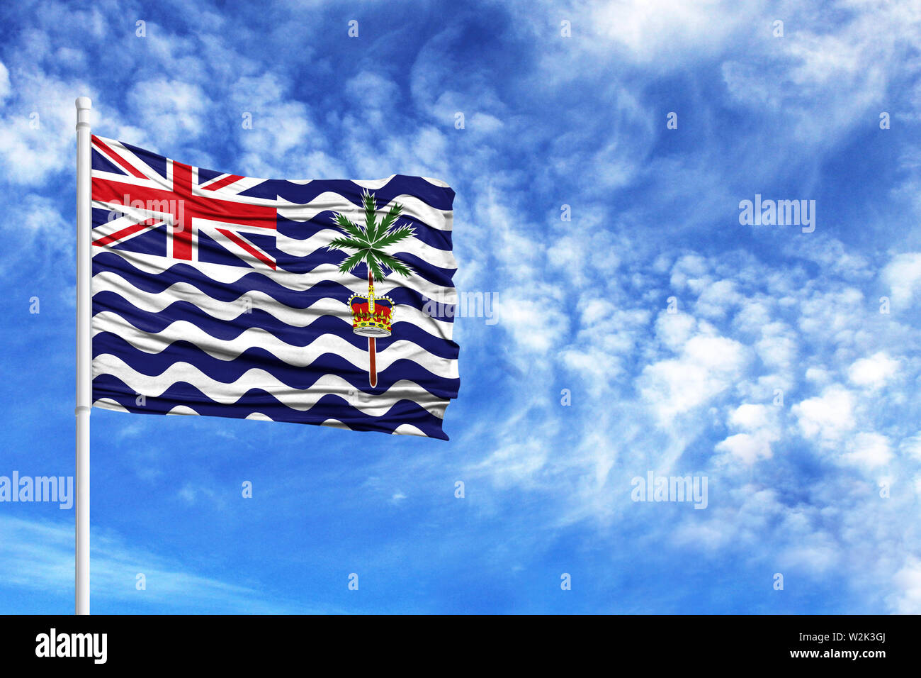 National flag of British Territory in the Indian Ocean on a flagpole in ...