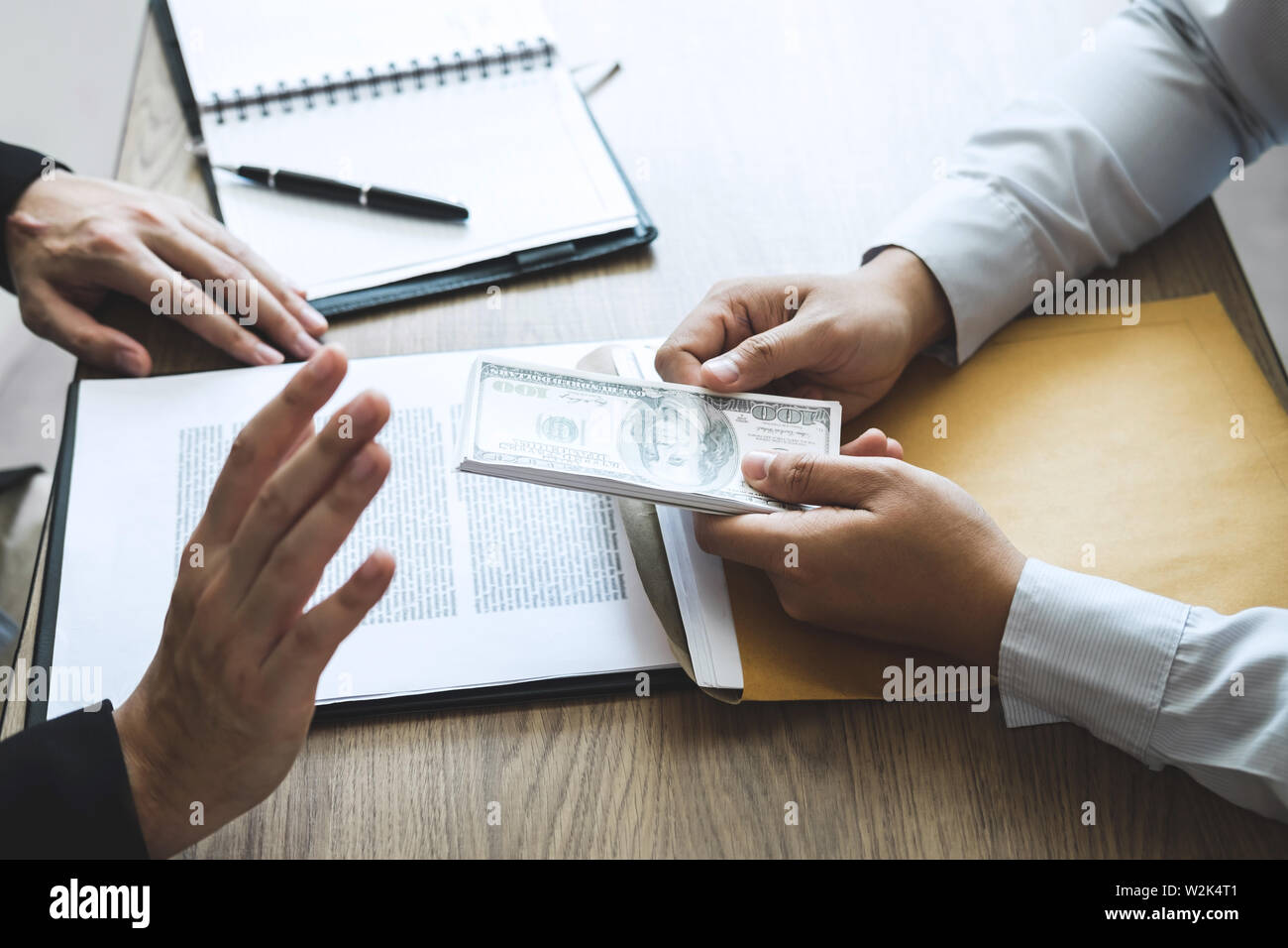 Anti bribery and corruption concept, Business man refusing and don't ...