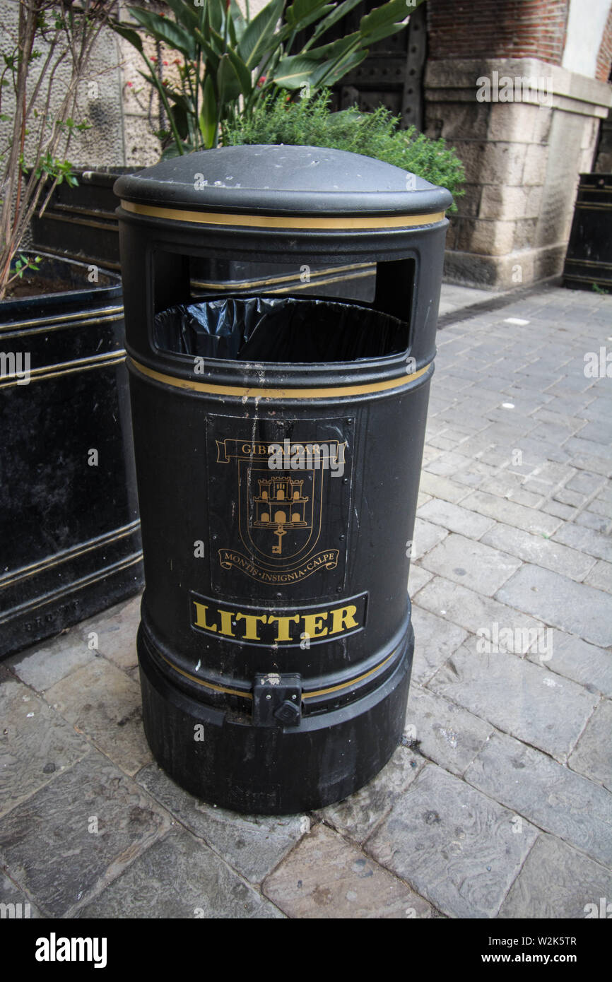 Litter bin Litter rubbish Gibraltar sign information sign signs metal ...