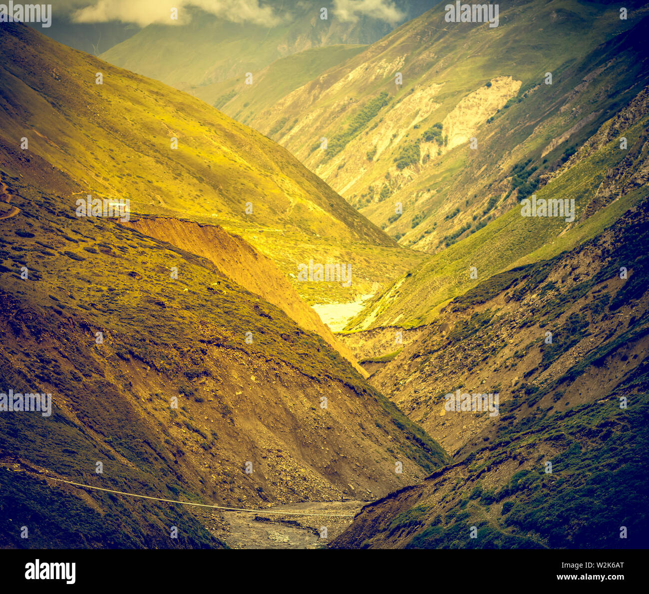 Beautiful Asian landscape, bright colors, pristine nature. Nepal Stock ...