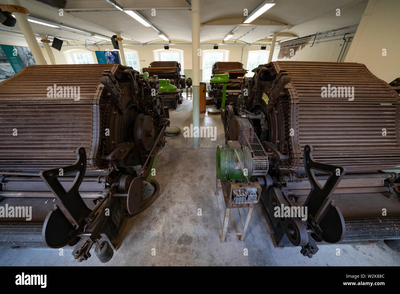 Old cotton carding machines inside preserved Stanley Mills former ...