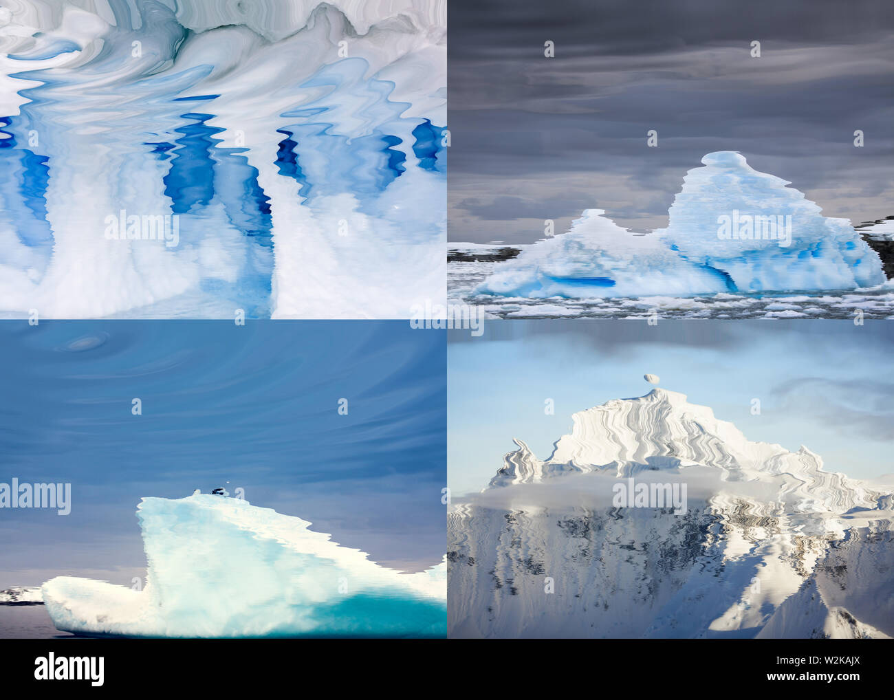 Four natural polar landscapes reflected in water Stock Photo - Alamy