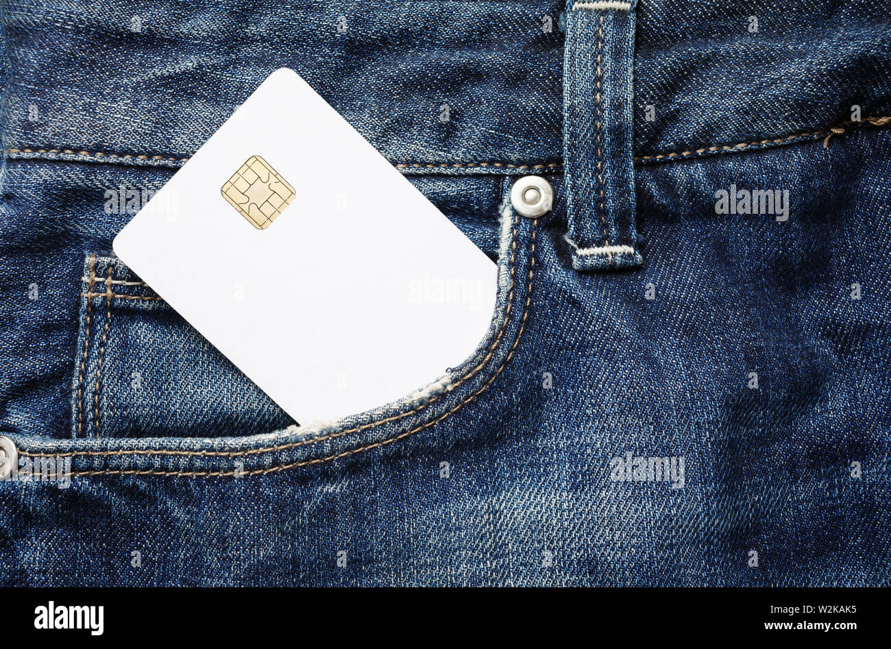 Blank credit card in jeans pocket. White chip card Stock Photo - Alamy