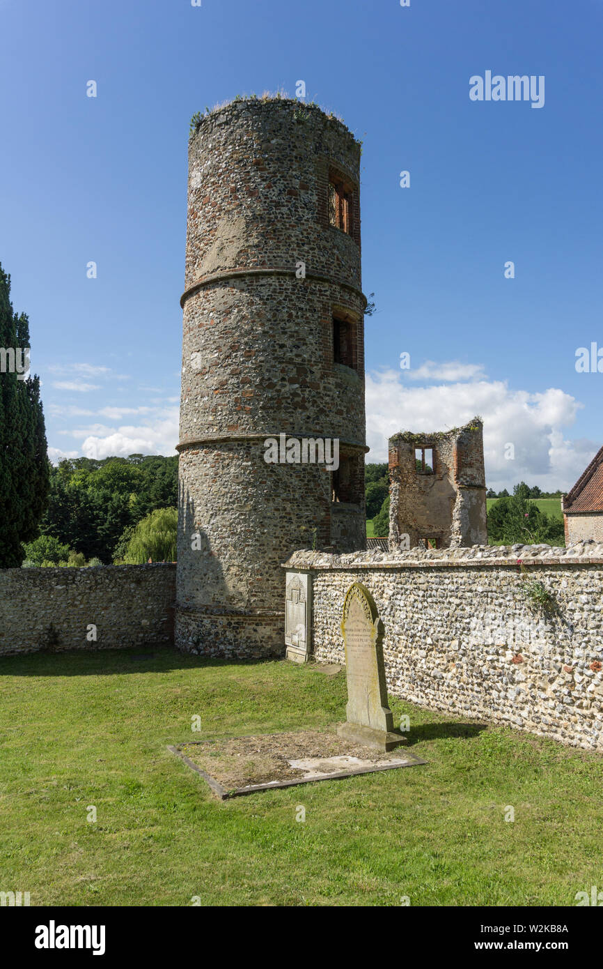 A tower of Stiffkey Old Hall, a restored 16th century manor house built ...