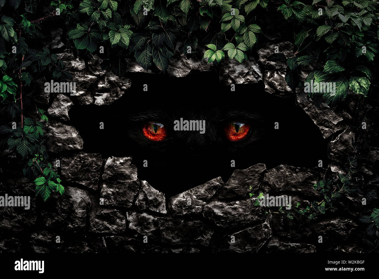 shaggy monster red eyes closeup Stock Photo - Alamy