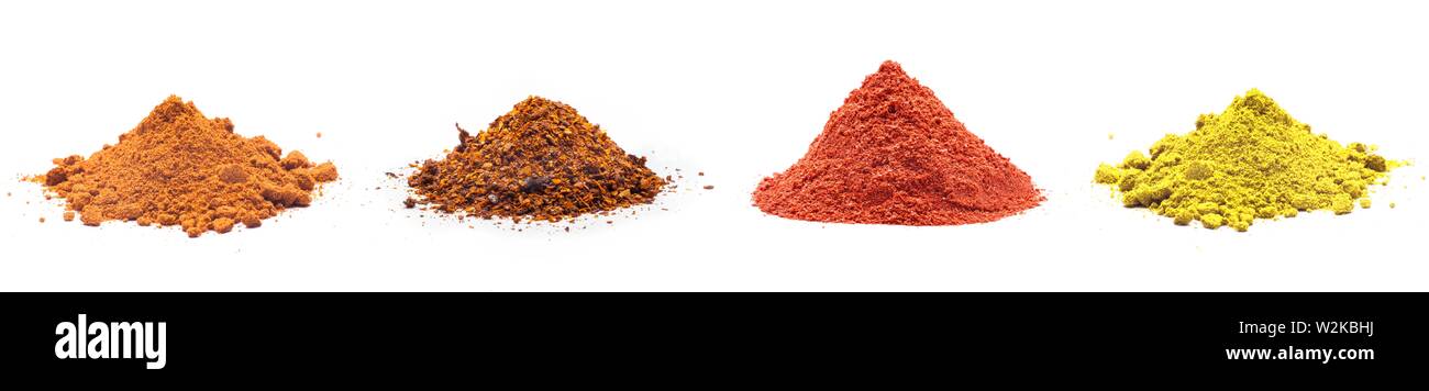 Colorful spices variety collection isolated on white background Stock ...