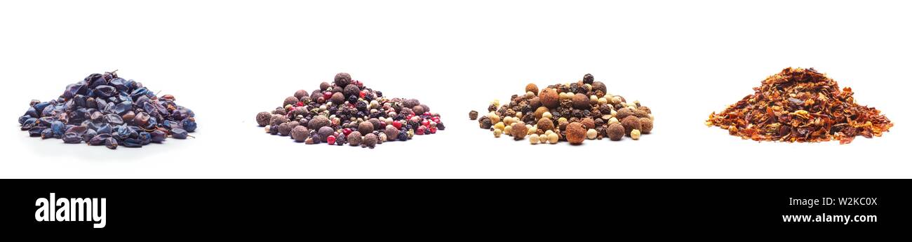 Colorful spices variety collection isolated on white background Stock ...