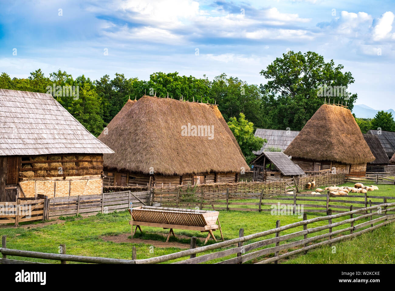 typical Romanian village with old peasant houses Stock Photo - Alamy