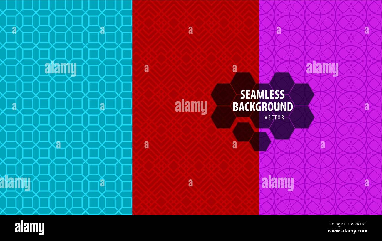 Set of seamless patterns. Abstract geometric background vector Stock ...