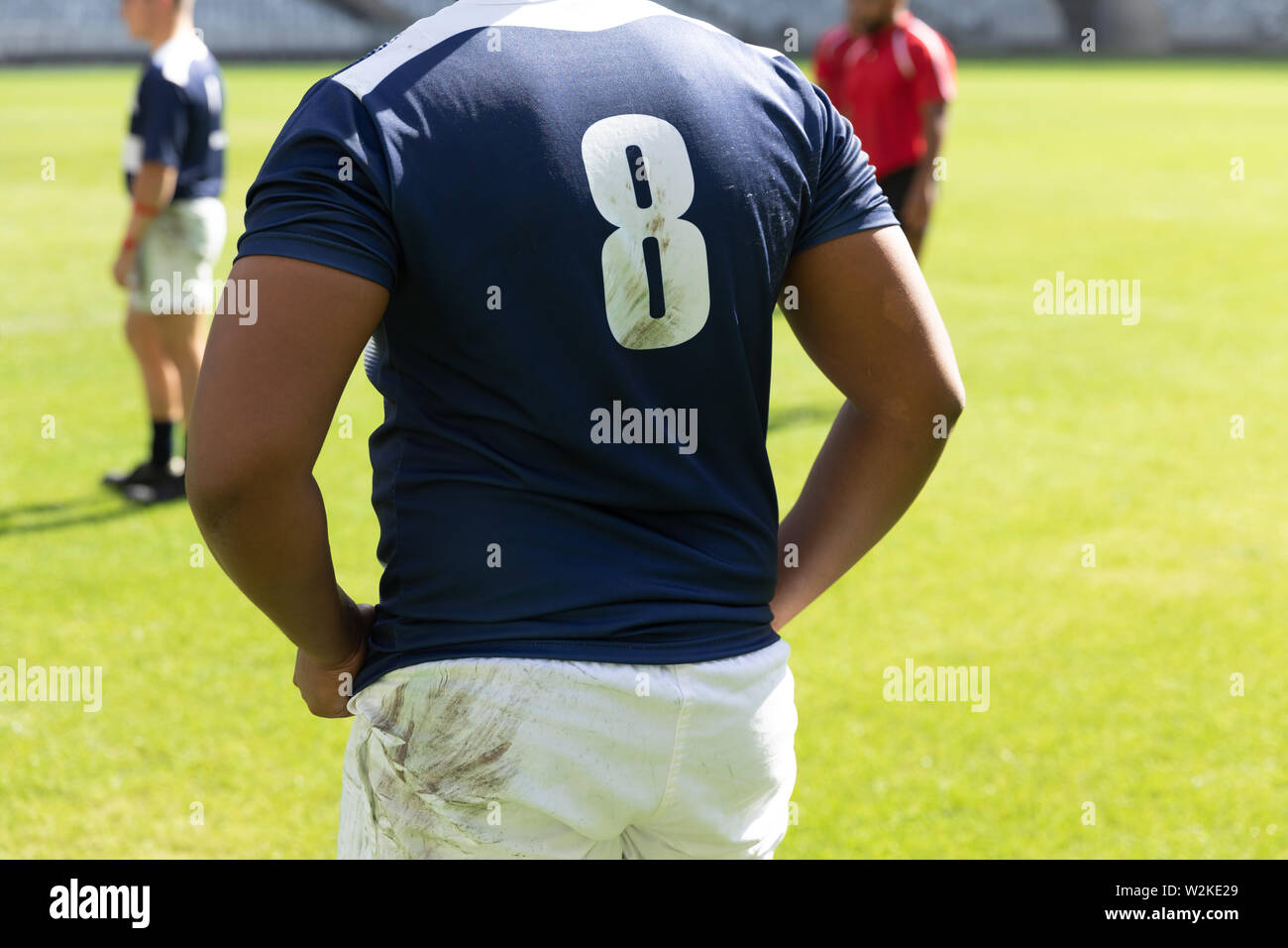 Male rugby player standing in the stadium Stock Photo - Alamy
