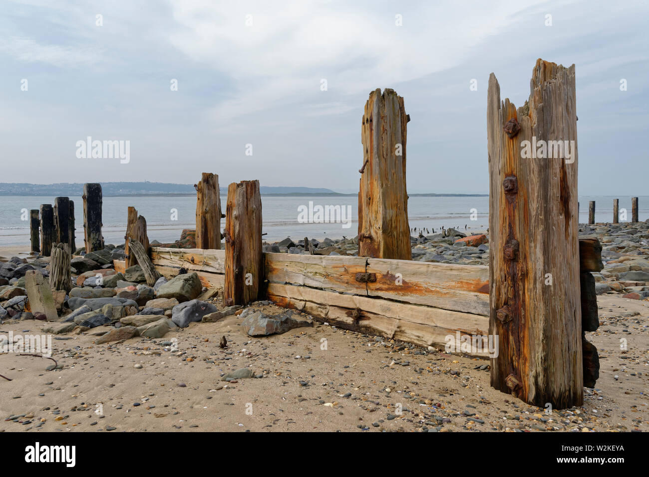 Groynes or Breakwaters, Crow Point, Braunton, North Devon, UK Stock ...