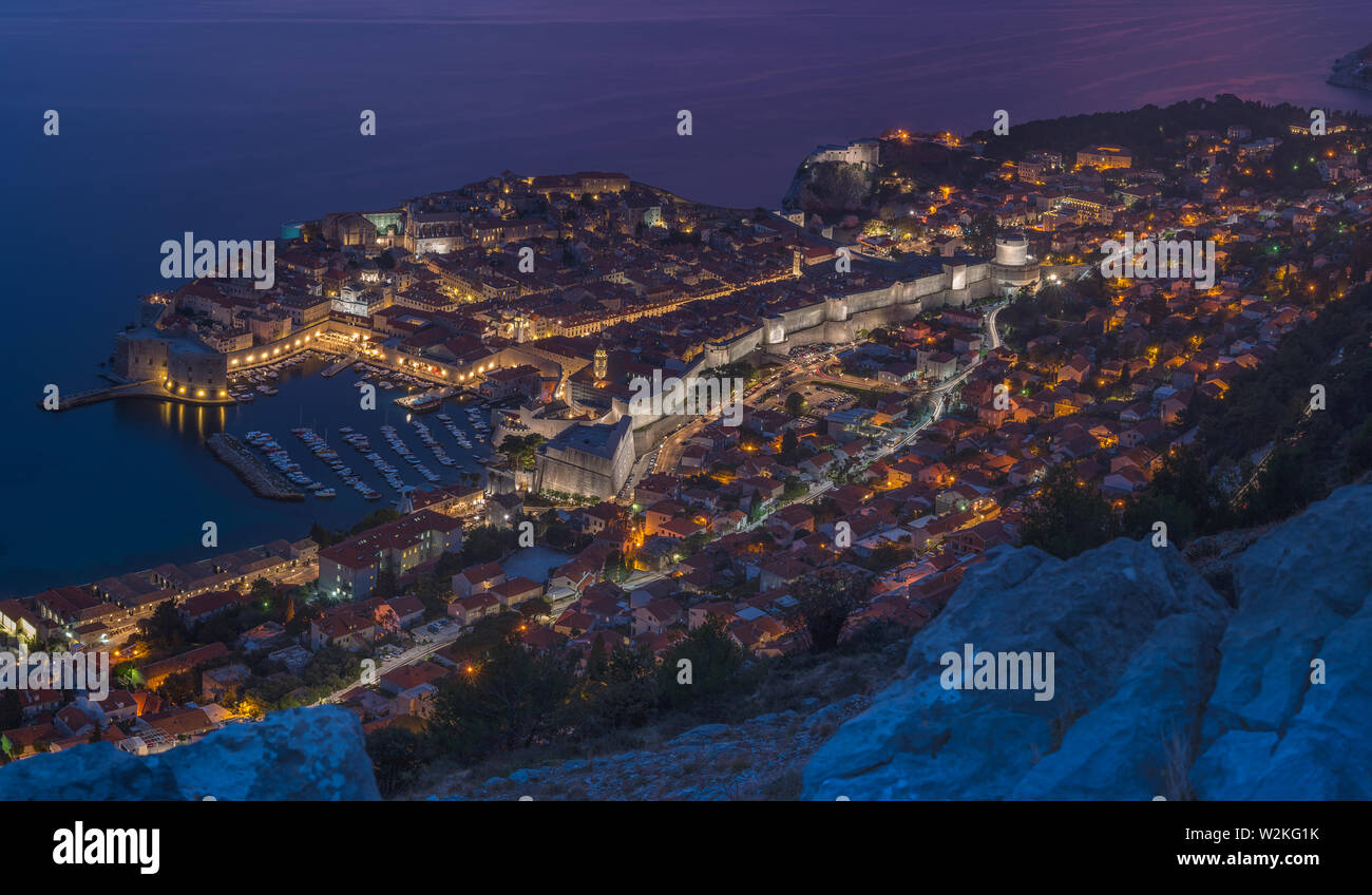 Aerial View of Dubrvnik, Croatia at Night Stock Photo - Alamy