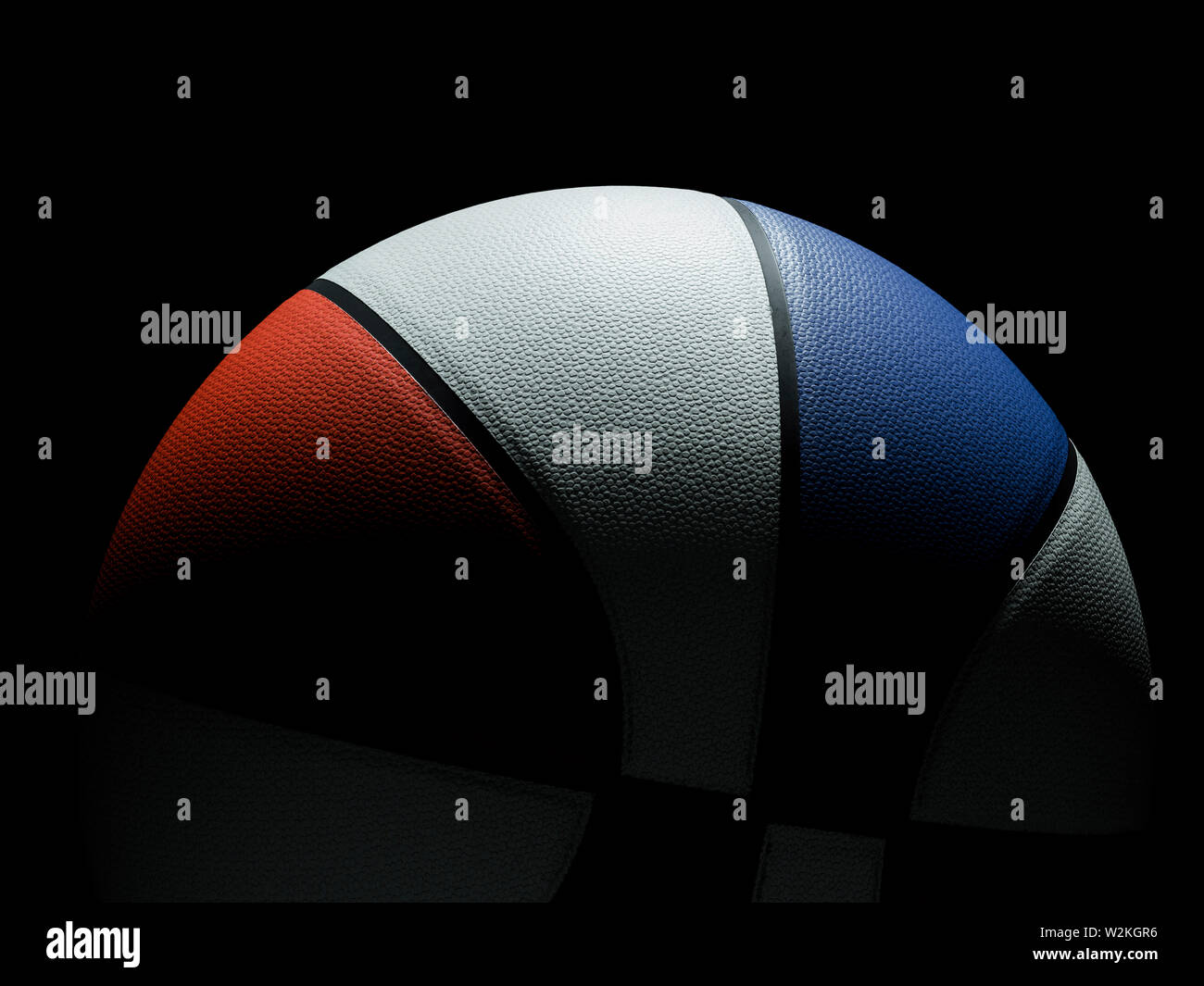Front view of red white and blue USA colored single basketball sitting ...