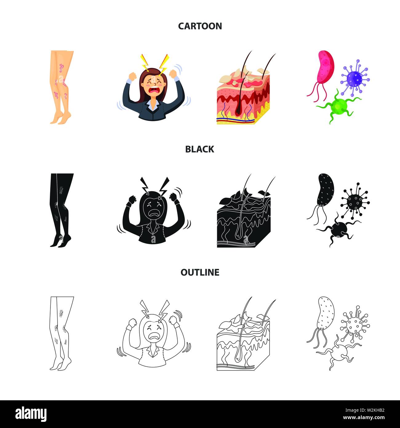 Isolated object of medical and pain symbol. Collection of medical and ...