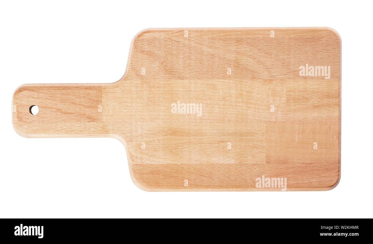 Square wooden cutting board with handle isolated on white background ...