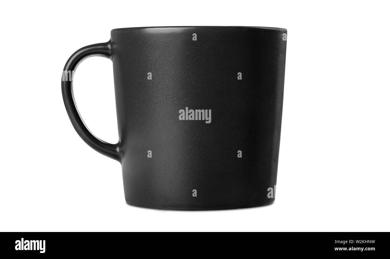 Black matte modern tea mug isolated on white background Stock Photo - Alamy